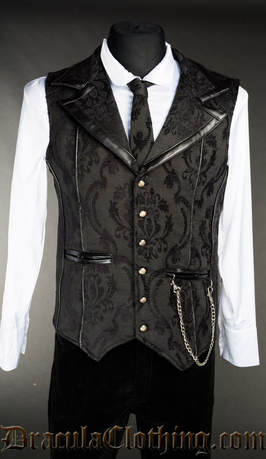 Black Brocade Tesla Vest – DraculaClothing