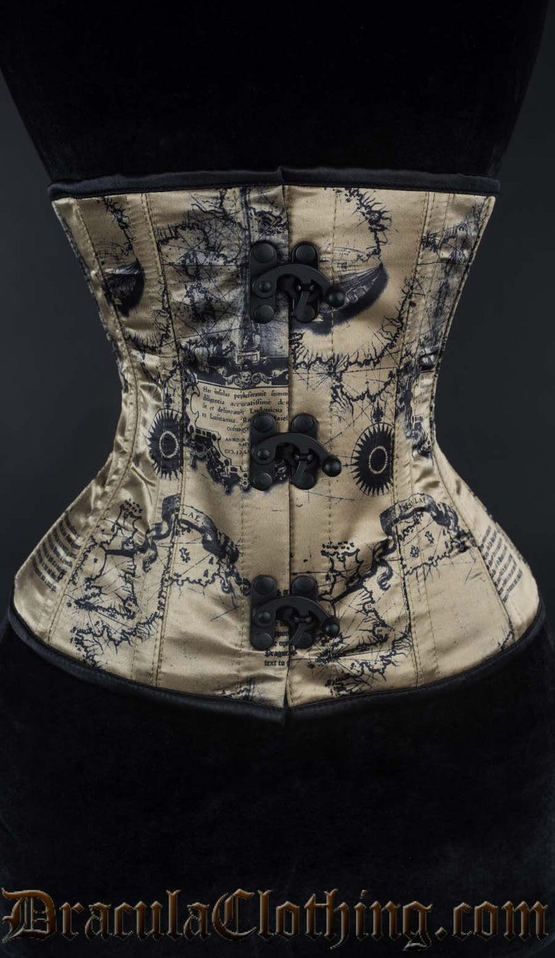 Black Clasp Map Corset – DraculaClothing