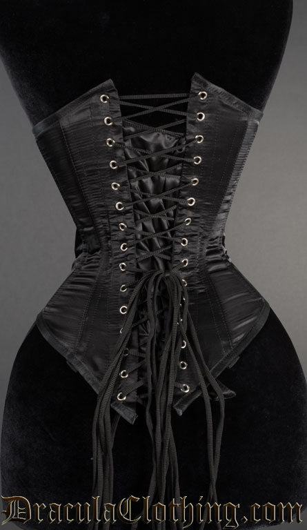Black Satin Officer Corset – DraculaClothing