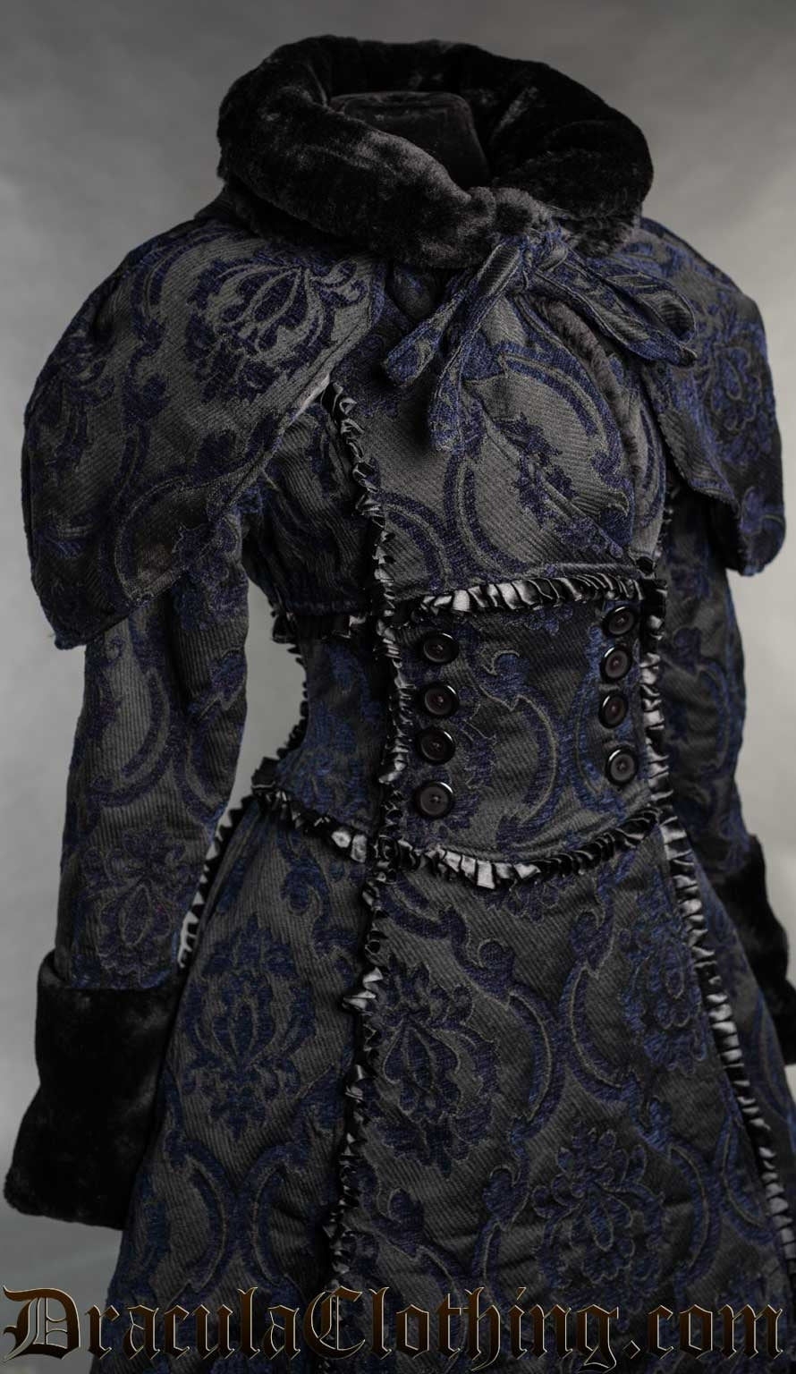 Blue Brocade Hood – DraculaClothing