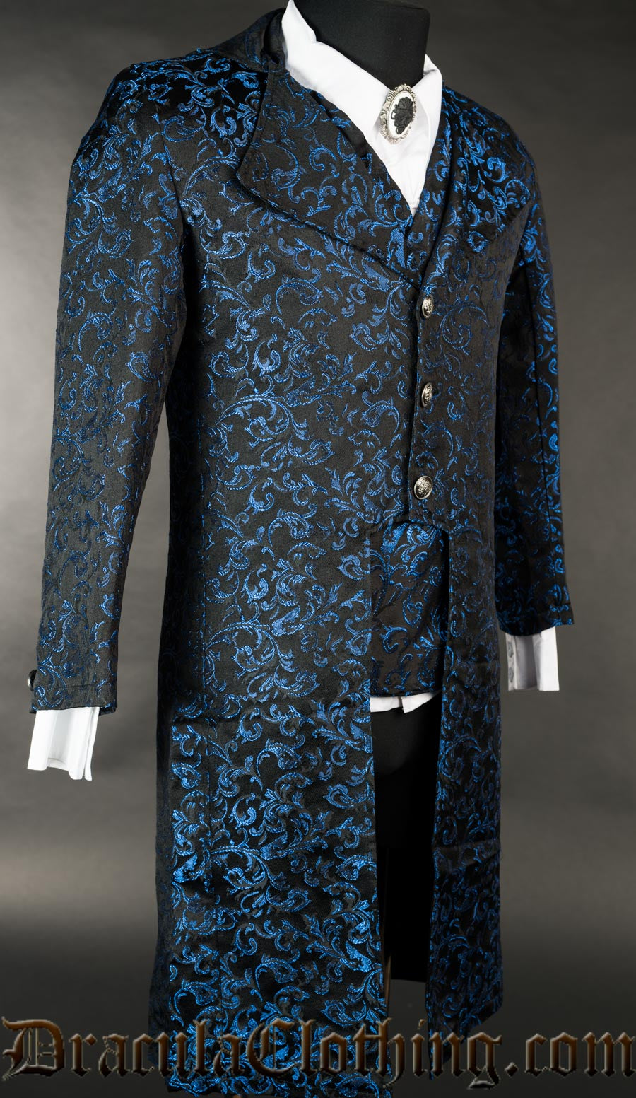 Blue Brocade Elegant Tailcoat – DraculaClothing